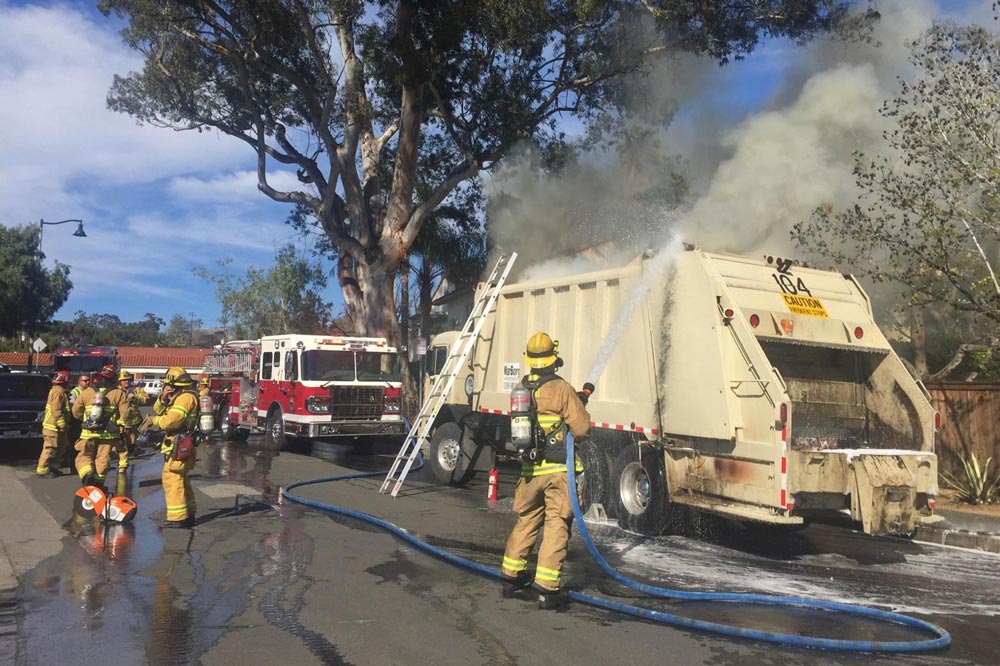 Santa Barbara Firefighters Respond to Trash Truck Fire in Mesa ...