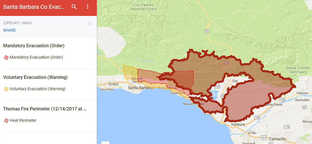 A Guide to Thomas Fire Maps | Local News | Noozhawk
