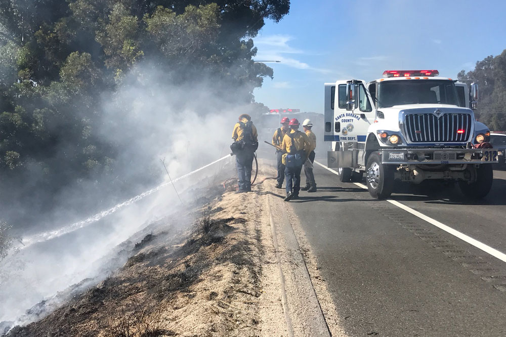 Crews Battle Small Vegetation Fire Along Highway 101 in Goleta | Local ...