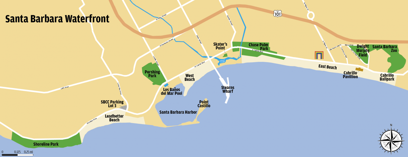 Along the Waterfront: Leadbetter Beach — Riding the Wind with Kites and ...