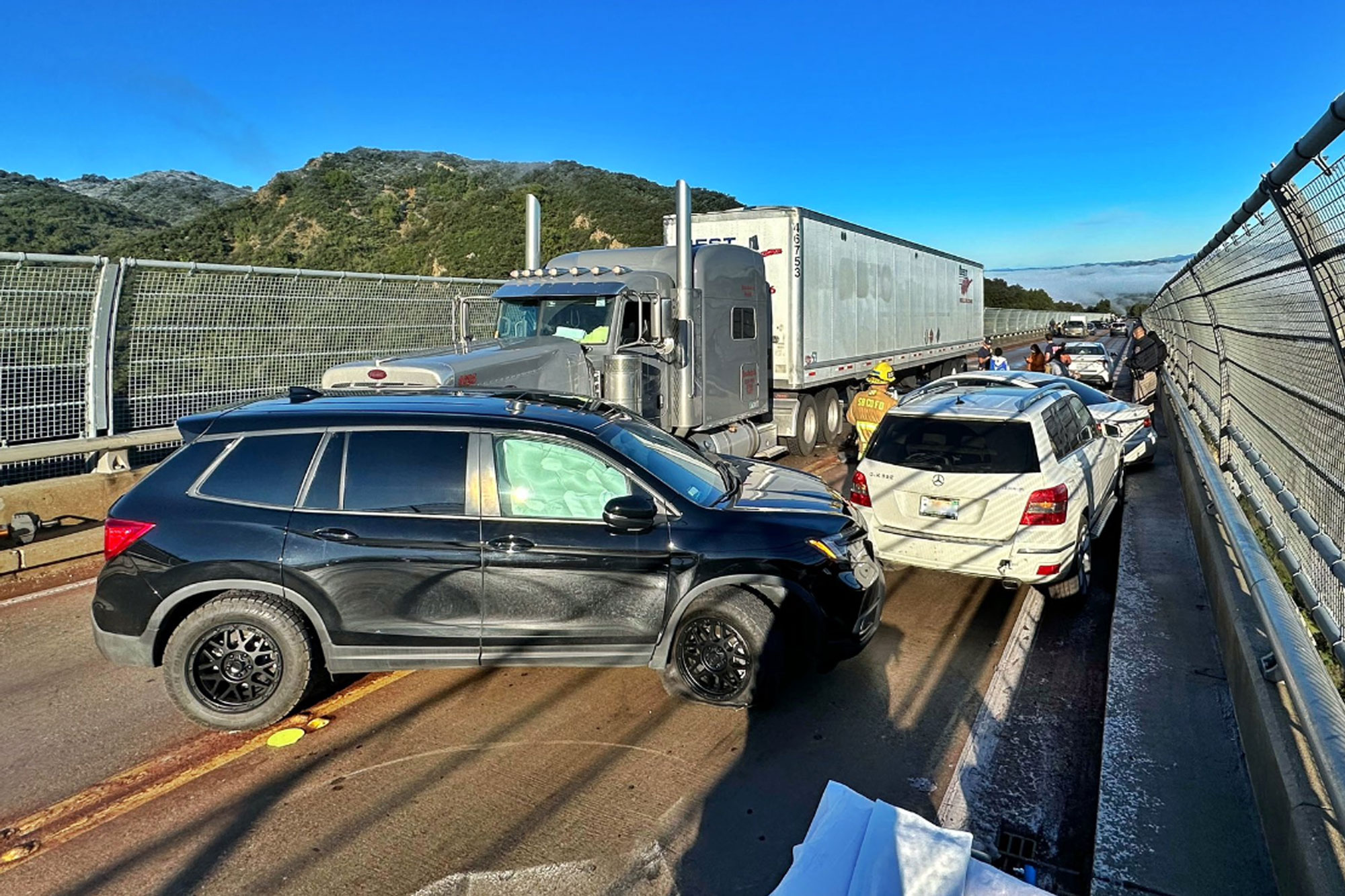 Icy Roadway Leads to Multiple Crashes on Cold Spring Bridge on Highway ...