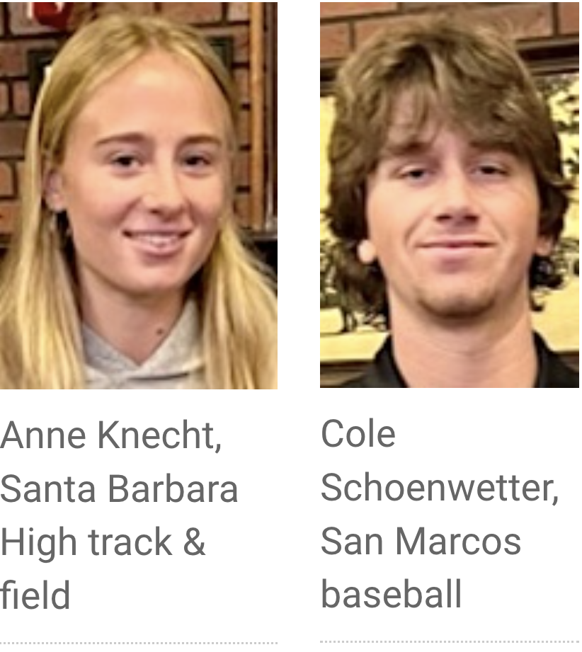Cole Schoenwetter of San Marcos, Santa Barbara's Anne Knecht Named ...