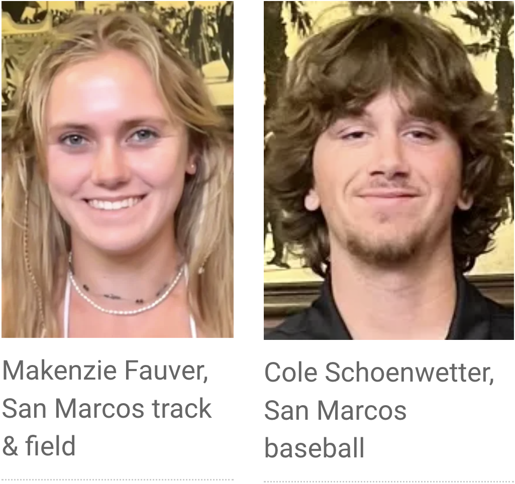 Cole Schoenwetter, Makenzie Fauver of San Marcos Named Athletes of the ...