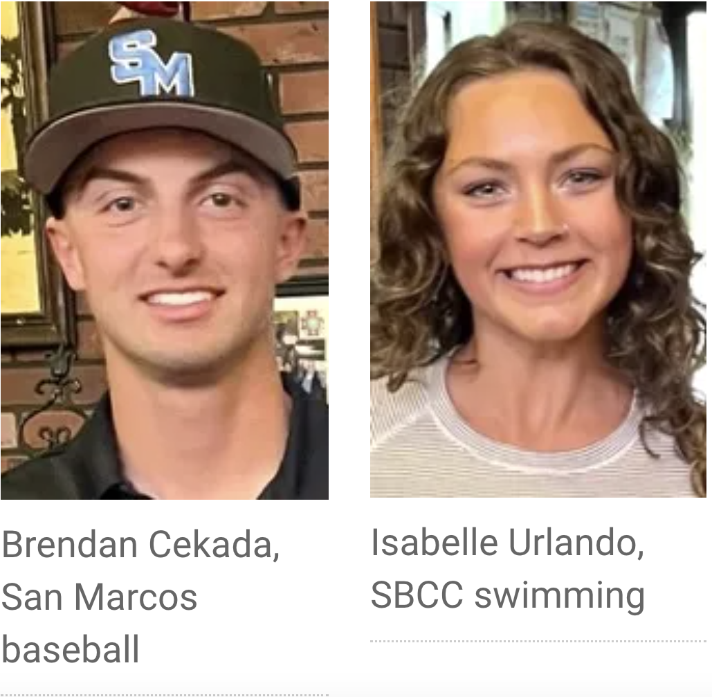 SBCC's Isabella Urlando, San Marcos' Brendan Cekada Named Athletes of ...