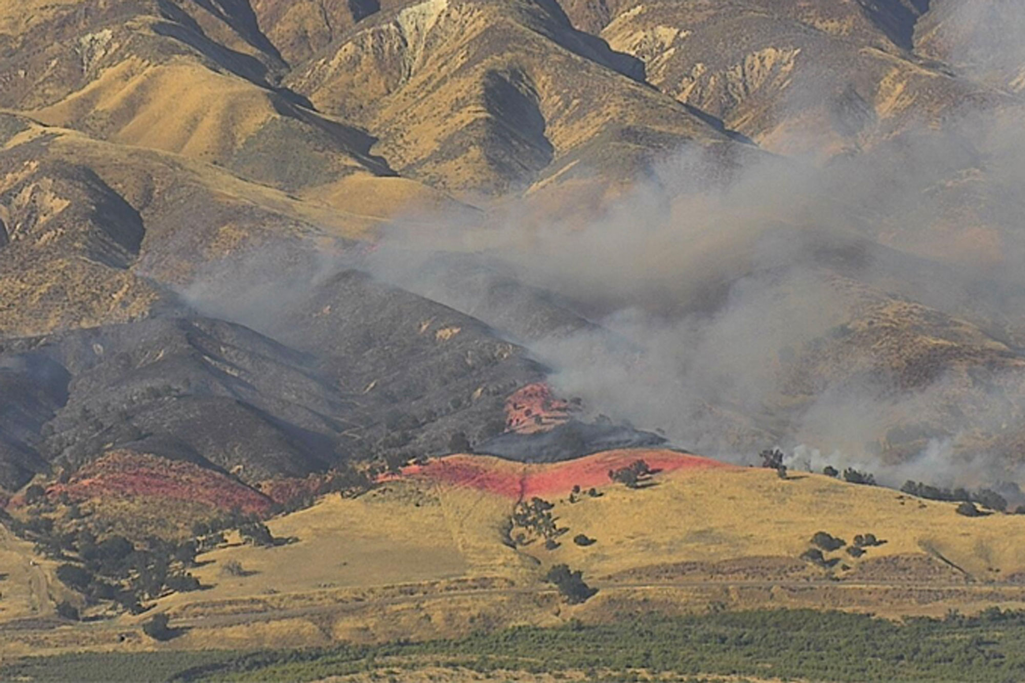 Aircraft, Ground Crews Battling Vegetation Fire Burning Off Highway 166 ...