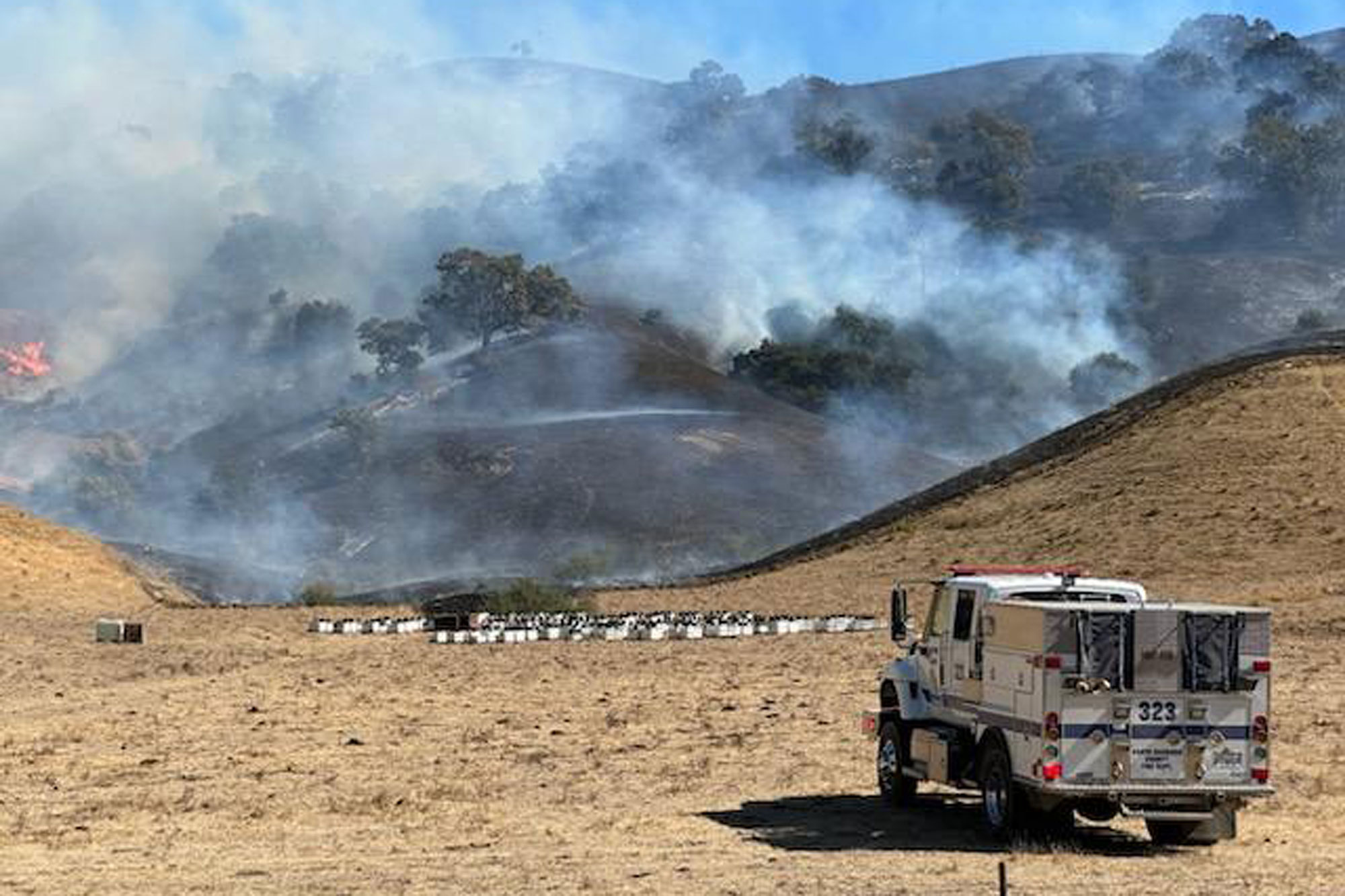 Firefighters Battle Vegetation Fire Along Highway 101 North of Gaviota ...