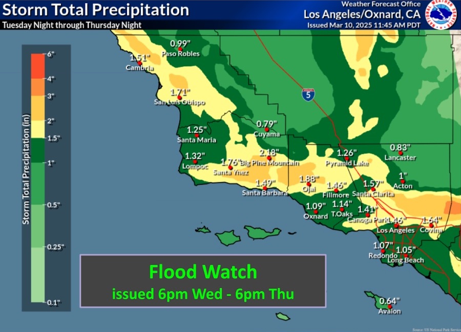 NWS Issues Flood Watch for Wednesday Storm; Chance of Rain All Week ...