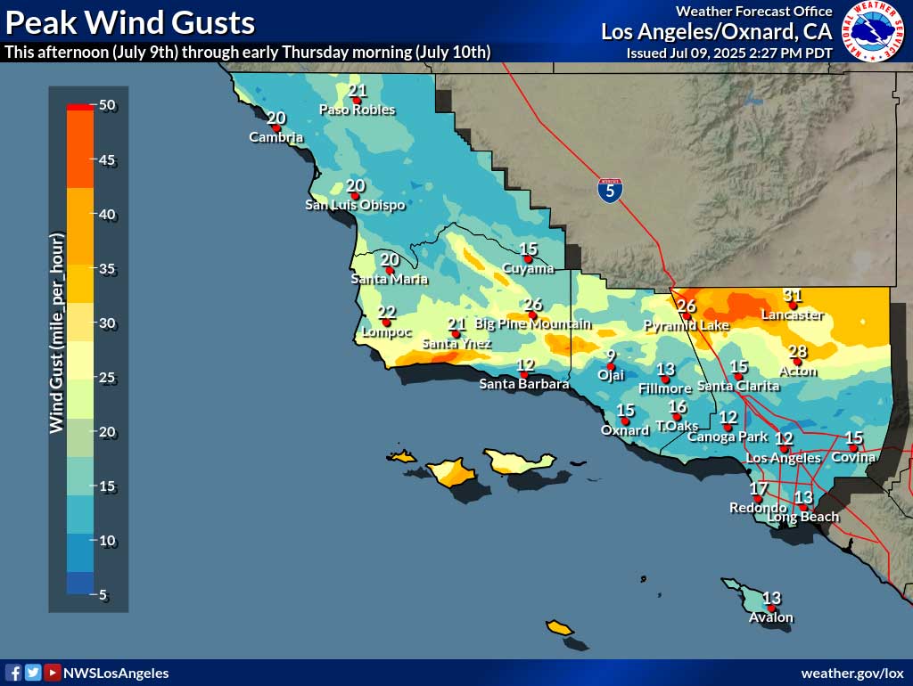 Sundowner Wind Gusts Up to 45 MPH Expected in Santa Barbara County ...
